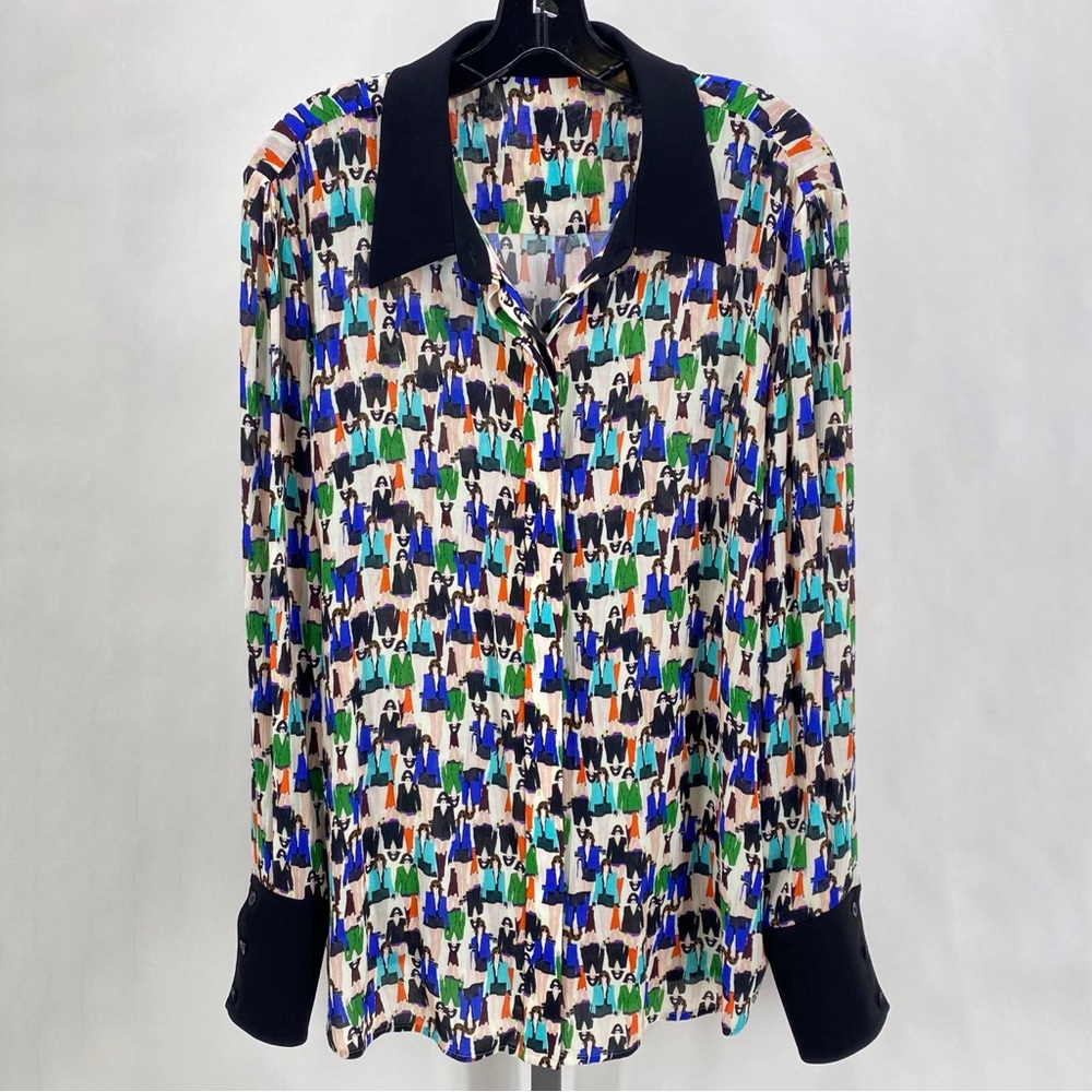 Per Se By Carlisle Black & White Sheer Button Down Sh… - Gem